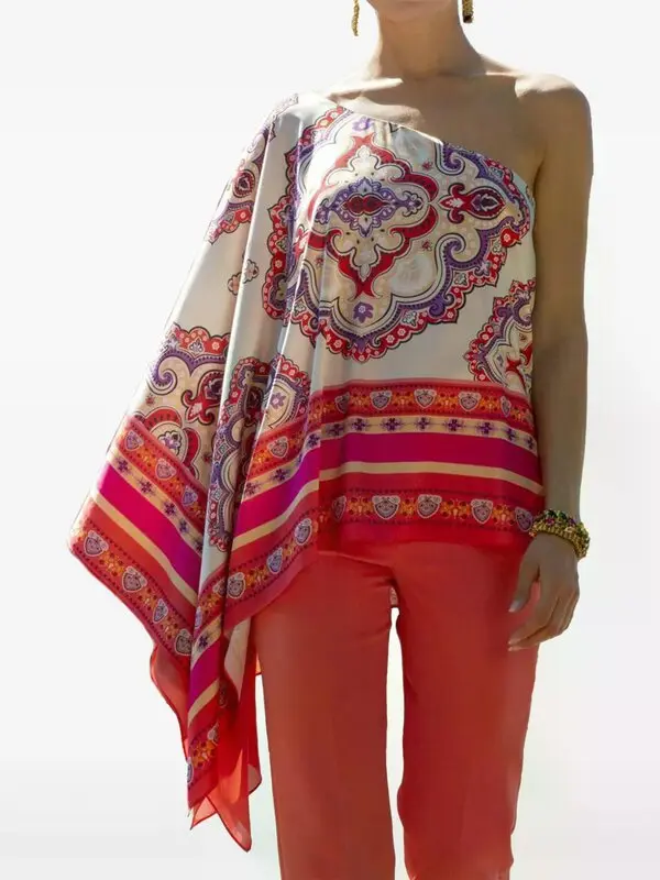 HANITA Patterned One-shoulder Top