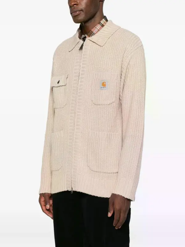 Carhartt Work In Progress Logo Patch Zip Chore Cardigan - Neutrals