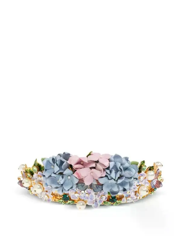 Dolce & Gabbana Floral-embellished Headband - Blue