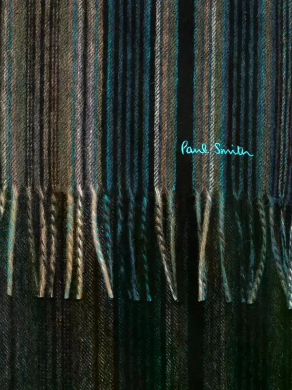 Paul Smith Striped Fringed Scarf