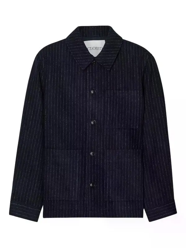 Closed Pinstripe Button-up Jacket