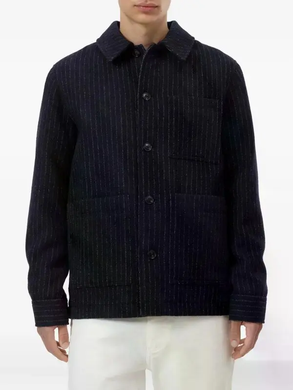 Closed Pinstripe Button-up Jacket