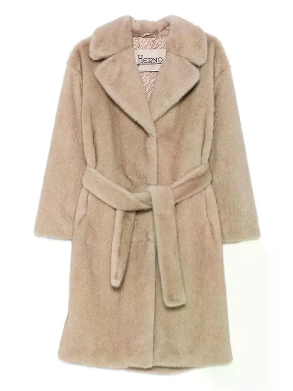 Herno Belted Single-breasted Coat - Neutrals