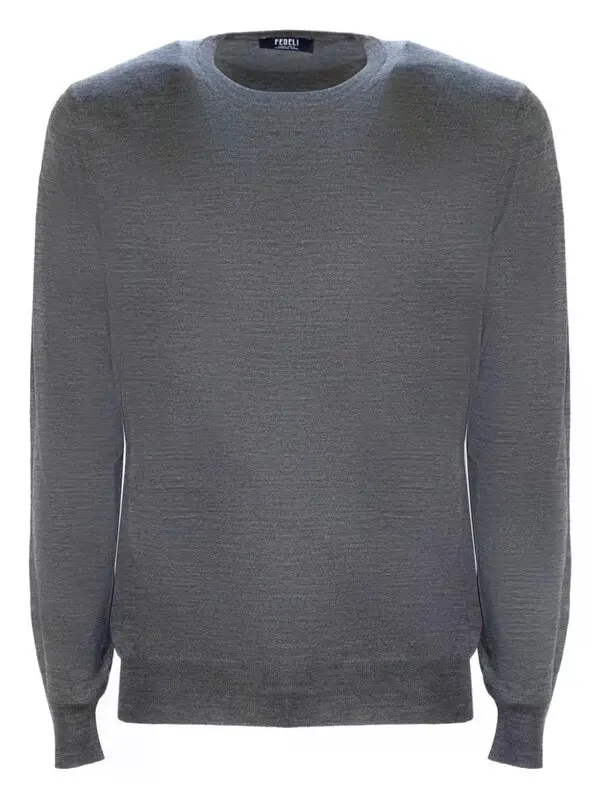 Fedeli Crew-neck Virgin Wool Sweater - Grey