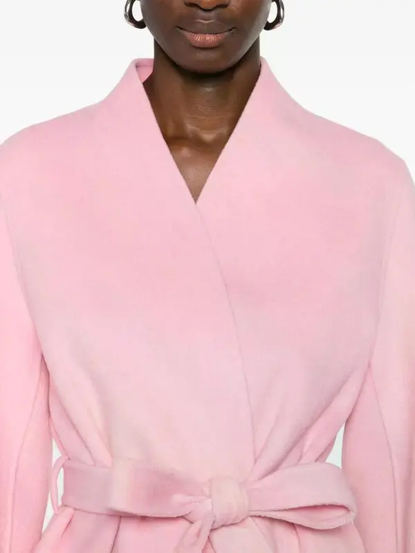 ERMANNO FIRENZE Belted Single-breasted Coat - Pink