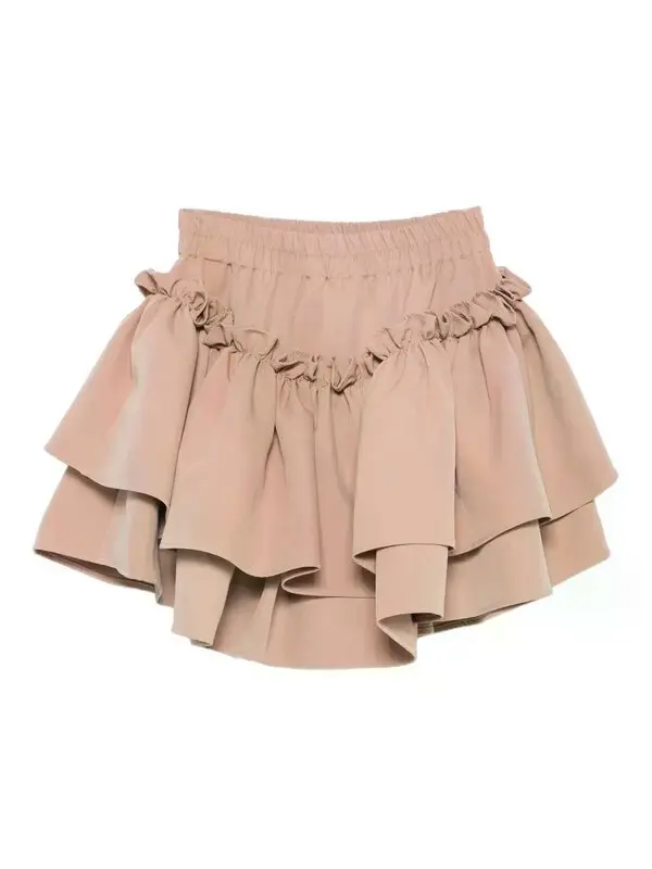 RHIZOME Katya Ruffle Detail Mini Skirt - Brown