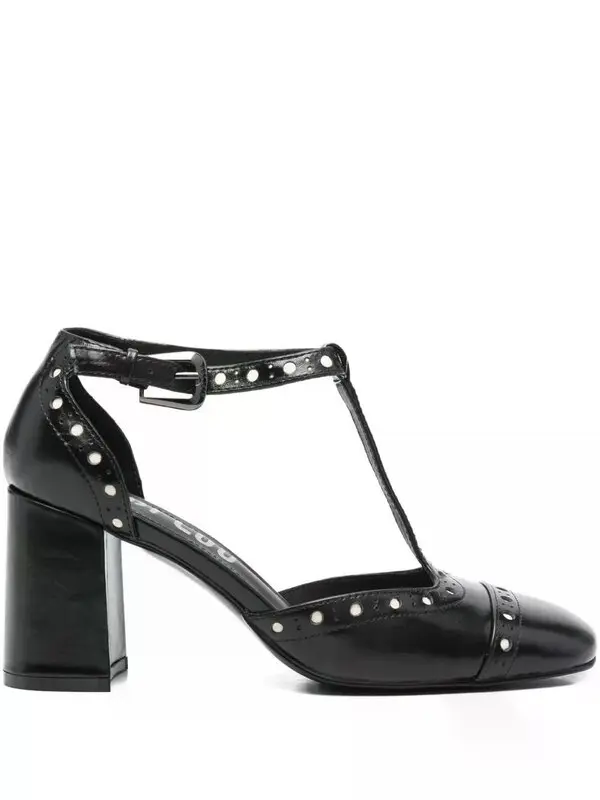 BIBI LOU Studded Leather T-bar Pumps