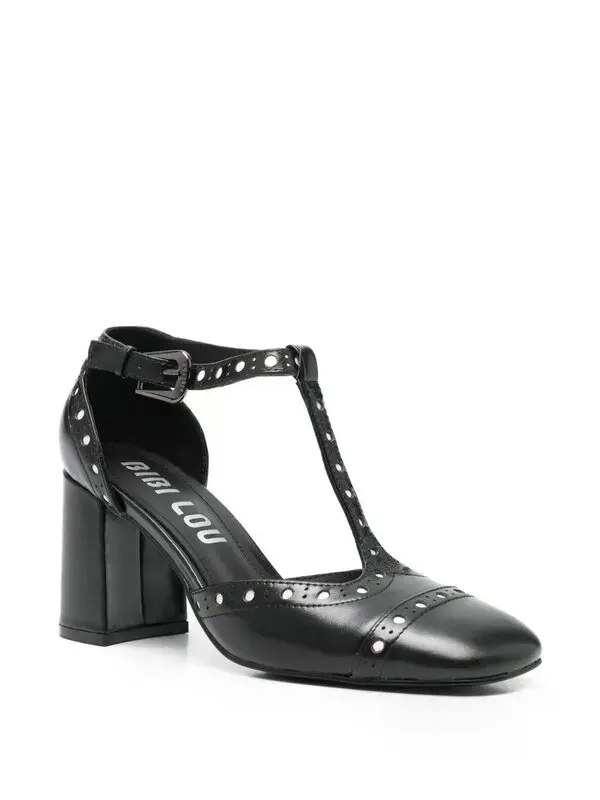 BIBI LOU Studded Leather T-bar Pumps