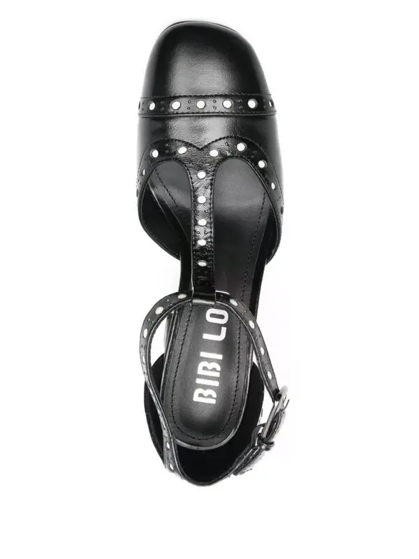 BIBI LOU Studded Leather T-bar Pumps