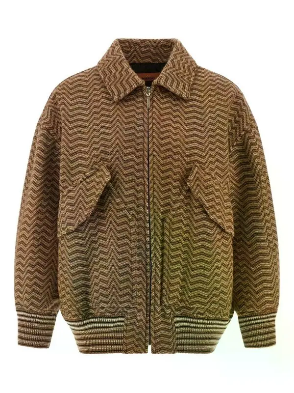 Missoni Chevron-pattern Bomber Jacket - Brown