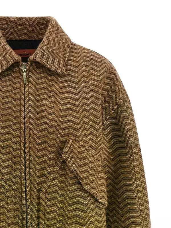 Missoni Chevron-pattern Bomber Jacket - Brown