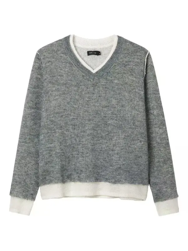 TOUT A COUP V-neck Raw-cut Sweater
