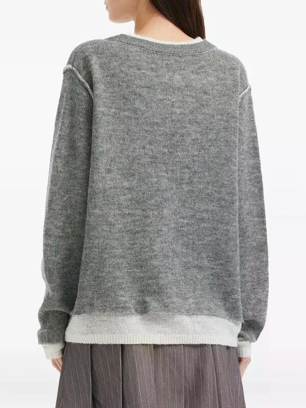 TOUT A COUP V-neck Raw-cut Sweater