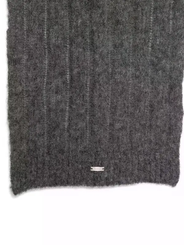 Herno Logo-plaque Ribbed-knit Scarf