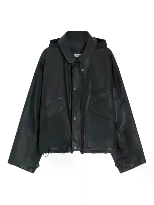 LEMAIRE Concealed-hood Leather Rain Jacket