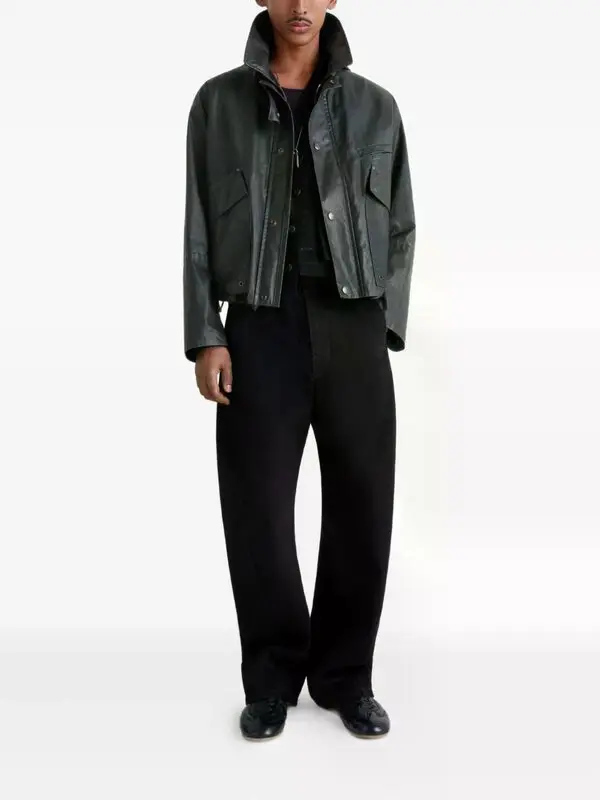 LEMAIRE Concealed-hood Leather Rain Jacket