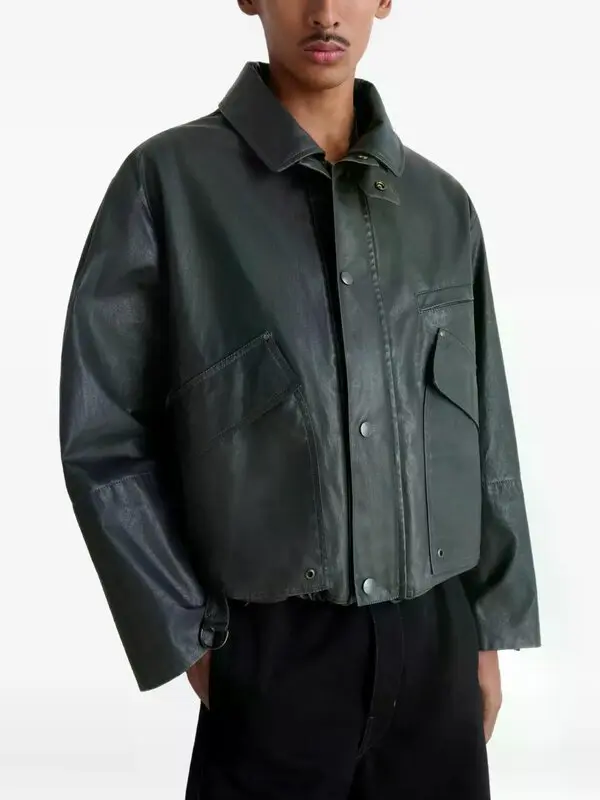 LEMAIRE Concealed-hood Leather Rain Jacket
