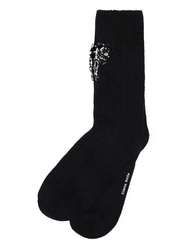 Simone Rocha Floral Embellishment Socks - Black
