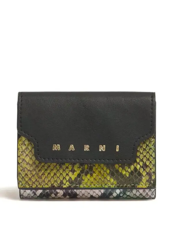 Marni Python-print Wallet - Zo998 Black/stone White/amber