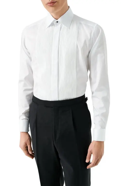 Eton Slim Fit Bibbed Cotton Tuxedo Shirt - White