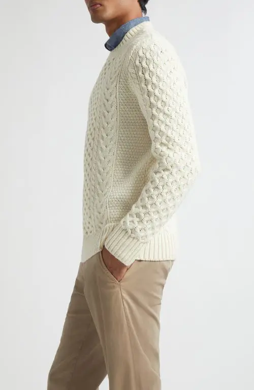 Sunspel Cable Knit Merino Wool Crewneck Sweater