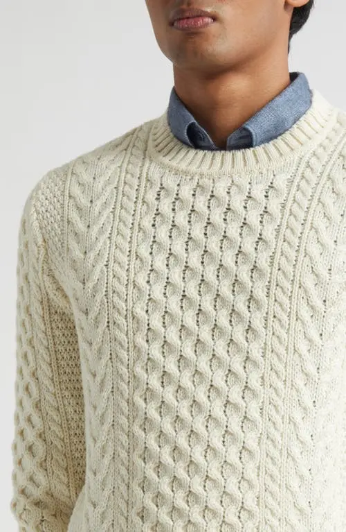Sunspel Cable Knit Merino Wool Crewneck Sweater
