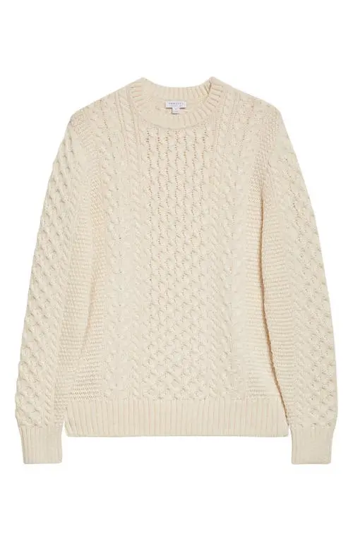 Sunspel Cable Knit Merino Wool Crewneck Sweater