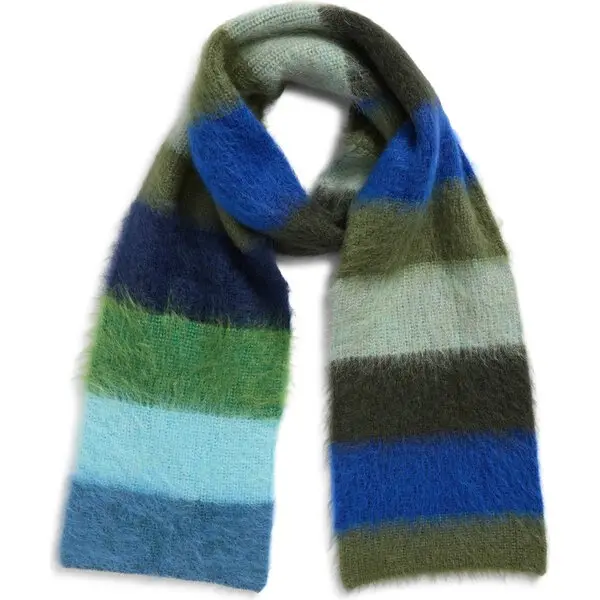 WASTE YARN PROJECT Ulf Brushed Stripe One Of A Kind Scarf - Blue/green