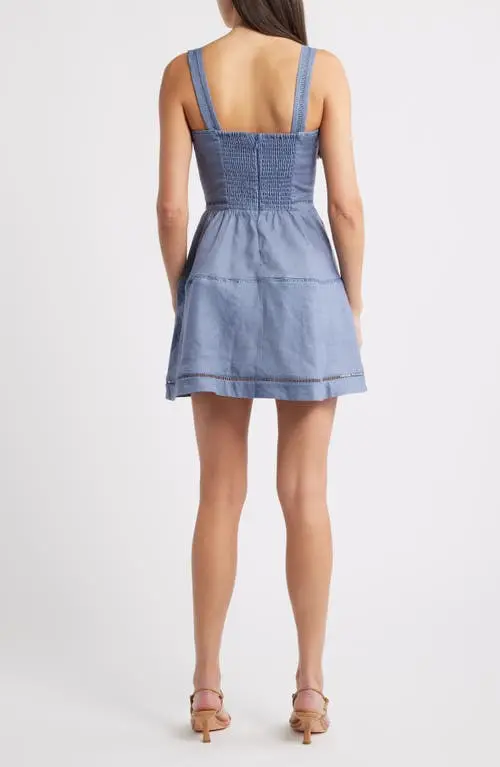 Reformation Everett Tiered Linen Mini Sundress In Cornflower - 50% Off |  Editorialist