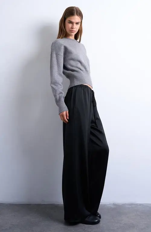 Topshop Satin Drawstring Wide Leg Pants
