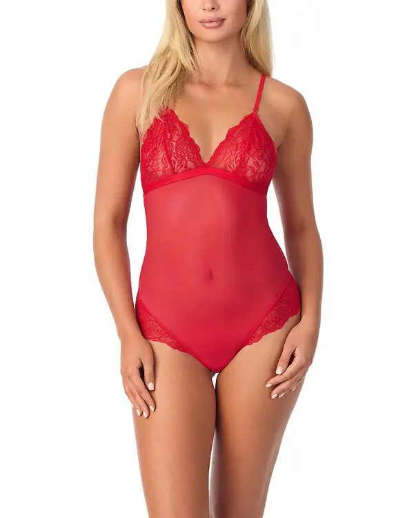 ON GOSSAMER Luxe Lace Bodysuit - Crimson Berry