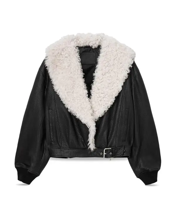 ALLSAINTS Libra Shearling Collar Bomber Jacket