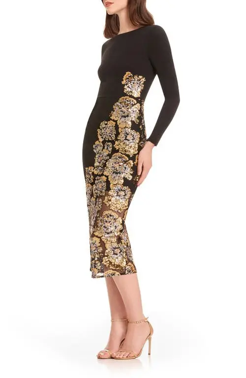 Dress The Population Mara Sequin Long Sleeve Midi Dress
