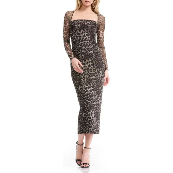 Dress The Population Printed Body-con Maxi Dress - Leopard Multi