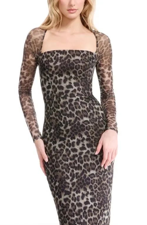 Dress The Population Printed Body-con Maxi Dress - Leopard Multi