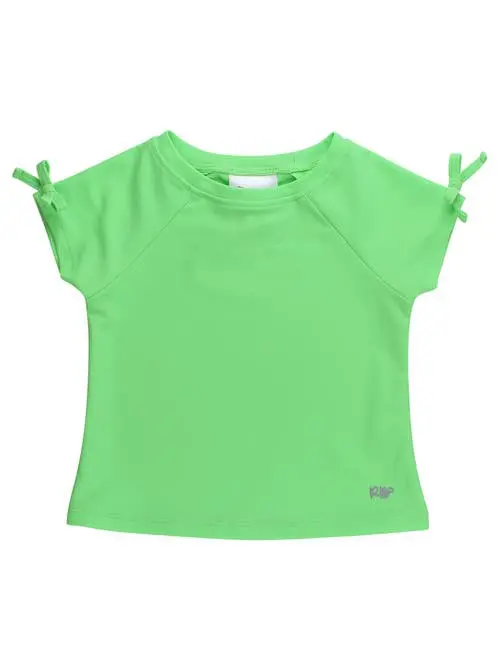 RUFFLEBUTTS Upf 50+ Active Raglan Bow T-shirt - Neon Honeydew