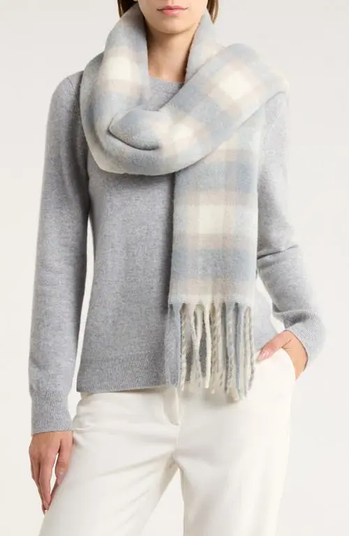 Nordstrom Wool & Alpaca Blend Fringe Scarf - Grey- Tan