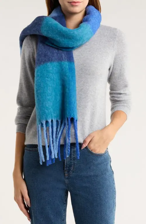 Nordstrom Wool & Alpaca Blend Fringe Scarf - Navy