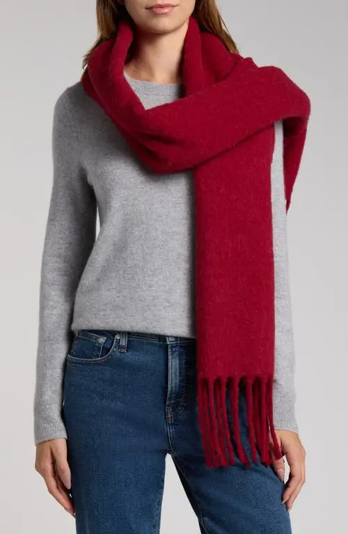 Nordstrom Wool & Alpaca Blend Fringe Scarf - Red Karanda
