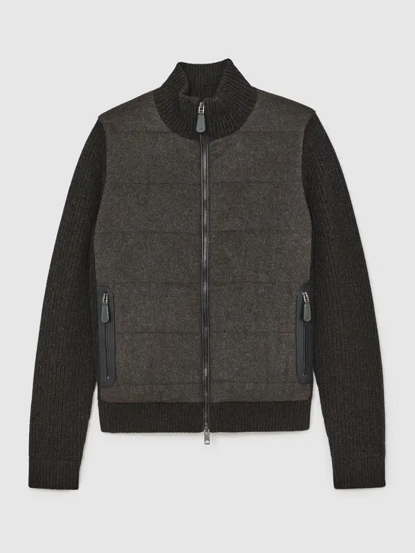 REISS Chesham Atelier Quilted Cashmere Zip Jacket