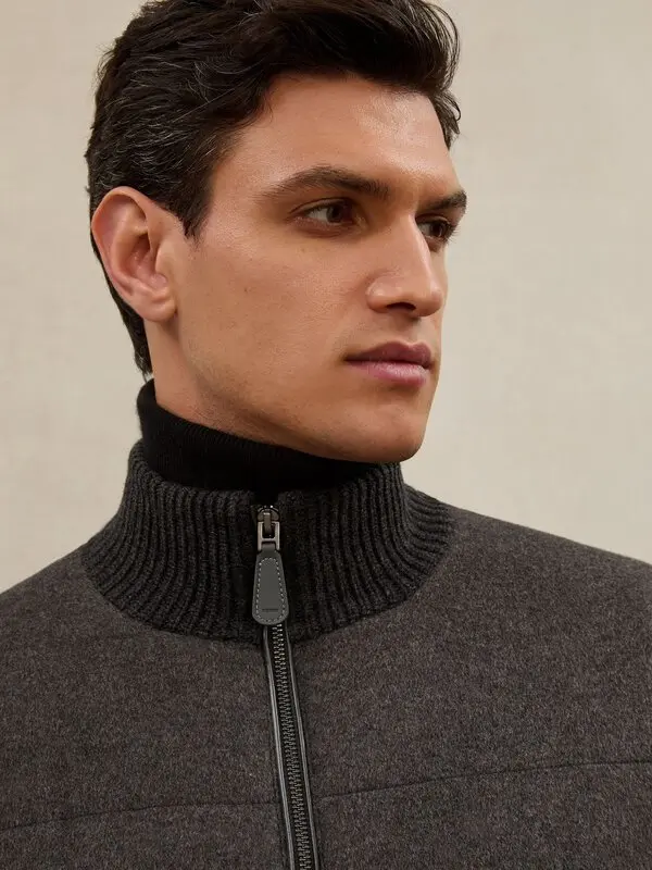 REISS Chesham Atelier Quilted Cashmere Zip Jacket