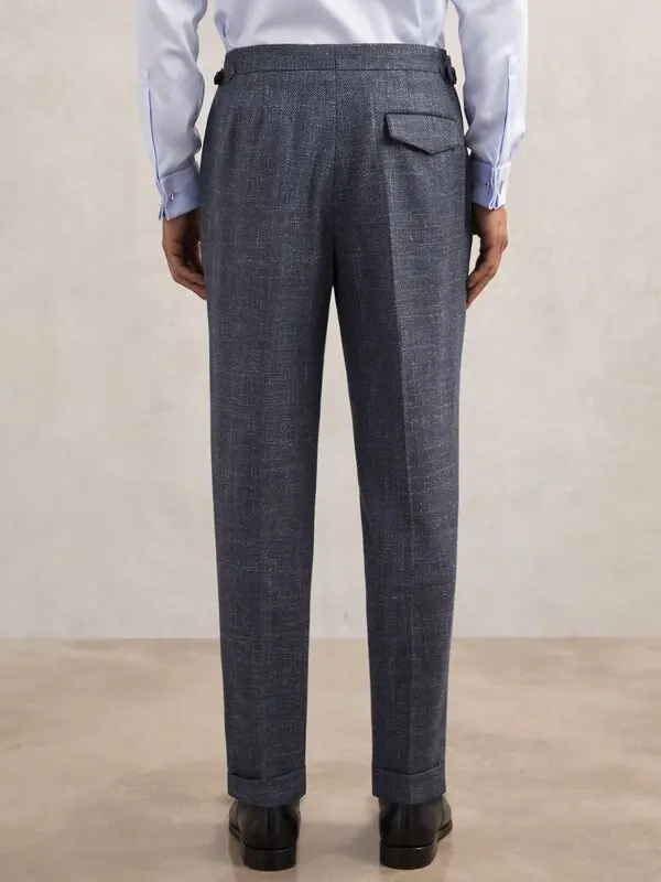 REISS Wool-blend Herringbone Tailored Trousers