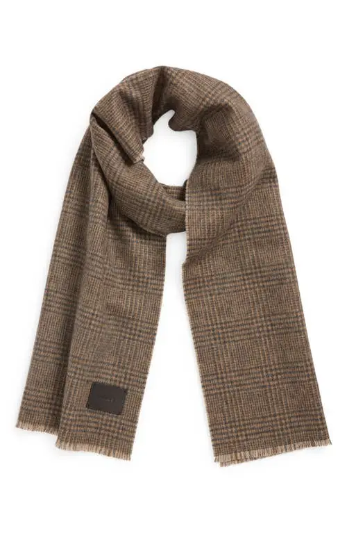Vince Double Face Glen Plaid Scarf - Heather Brown