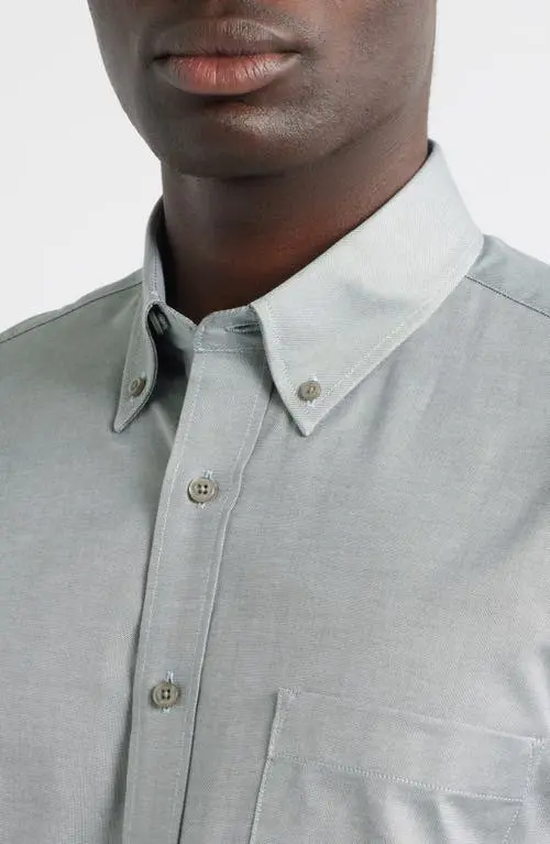 EAGLE Regular Fit Light Grey Cotton Button-down Oxford Shirt - Charcoal