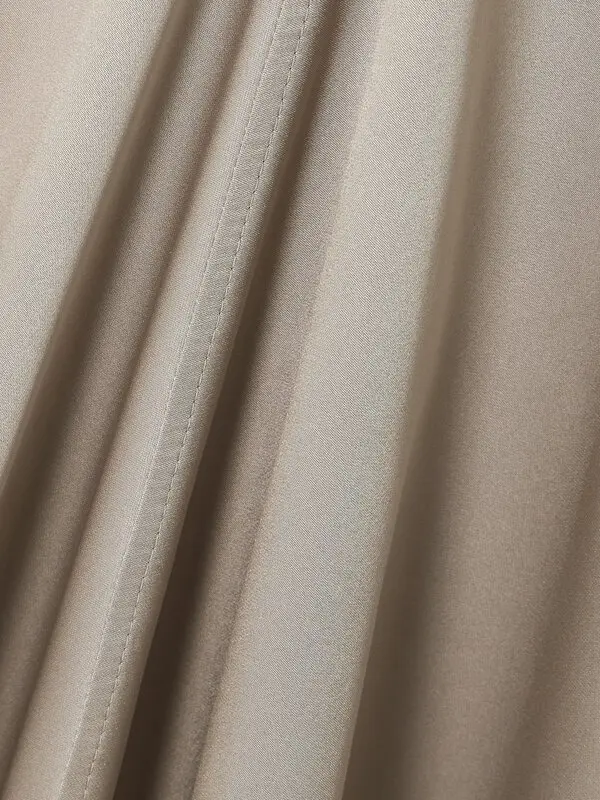 Brunello Cucinelli Gathered Silk-satin Midi Skirt - Brown