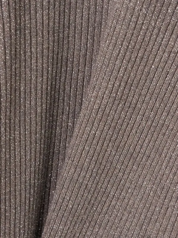 Brunello Cucinelli Ribbed Metallic Cashmere And Silk-blend Top - Brown