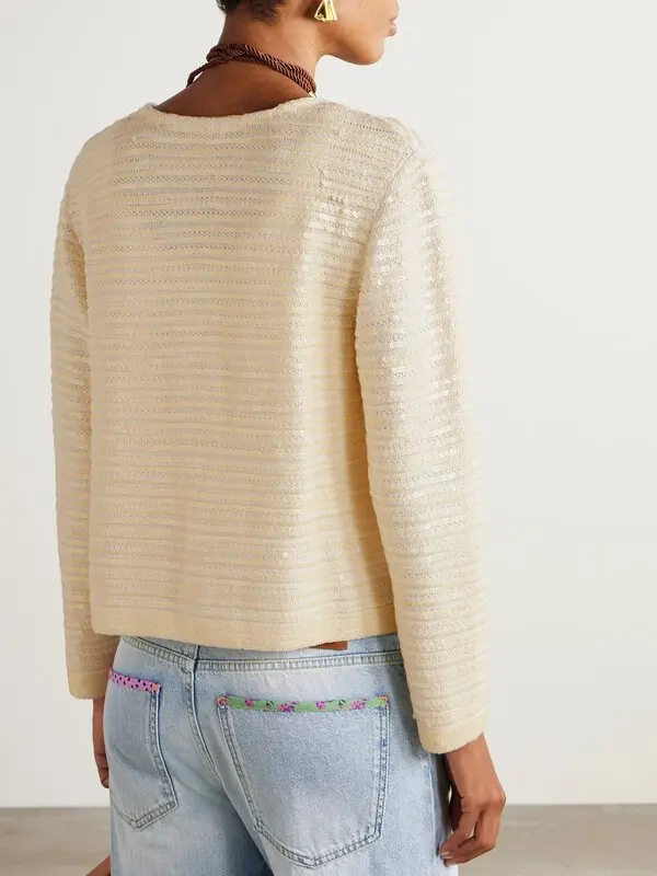 BODE Sequin-embellished Wool Cardigan - Neutrals