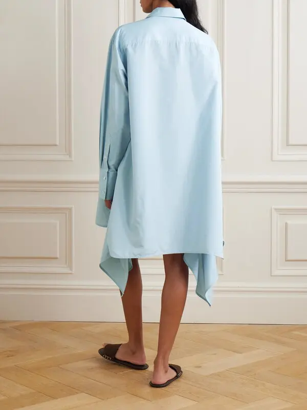 JW Anderson Tie-detailed Cotton And Silk-blend Mini Shirt Dress