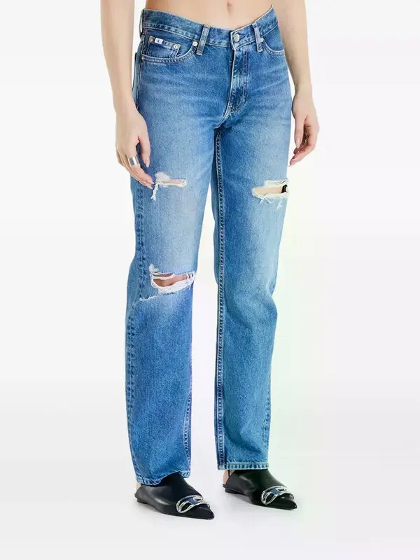Calvin Klein Ripped Low Rise Straight Jeans