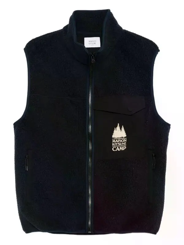 Maison Kitsuné Zip-fastening Chest-pocket Gilet - Blue